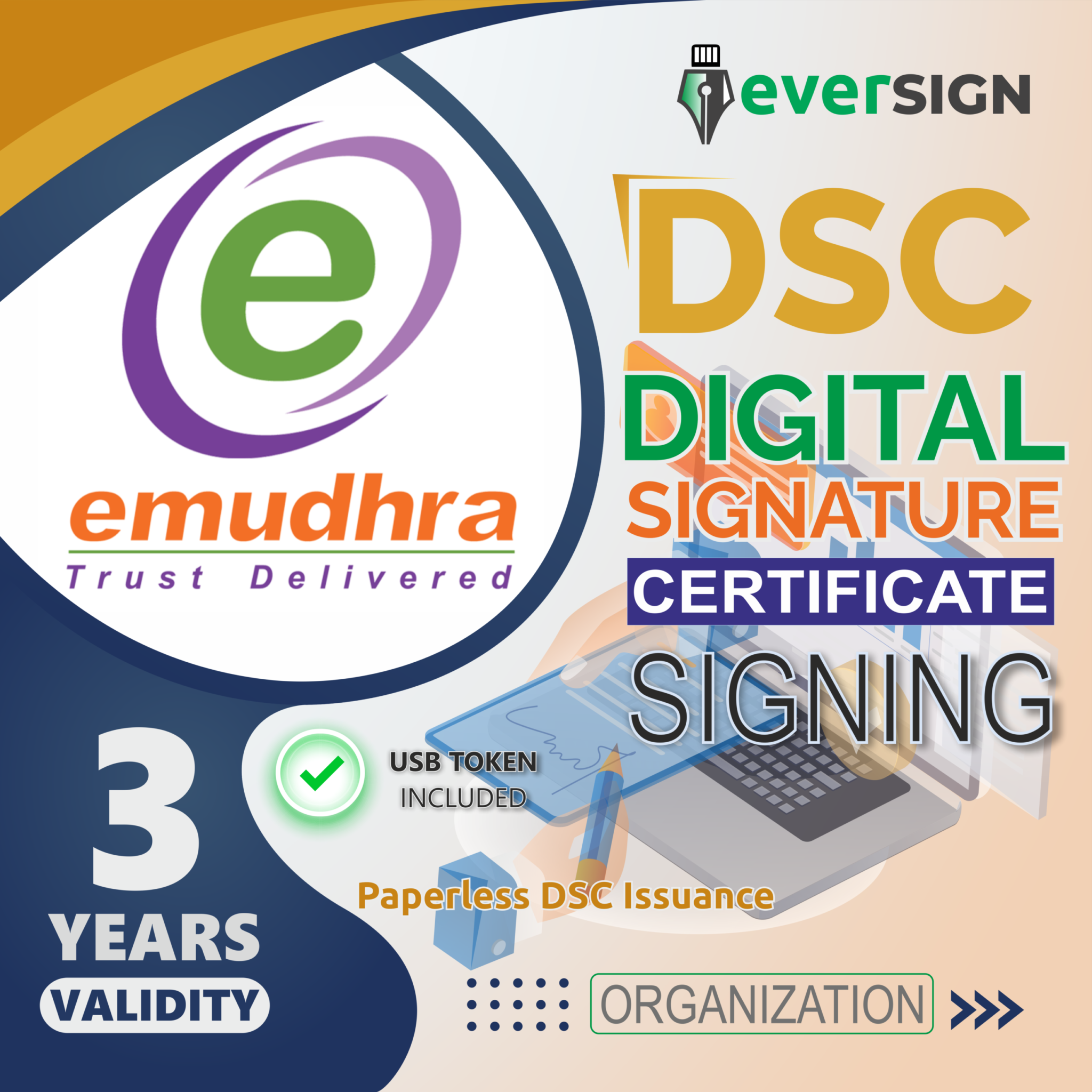 eMudhra (Class 3 DSC) Digital Signature Certificate - Organization ...