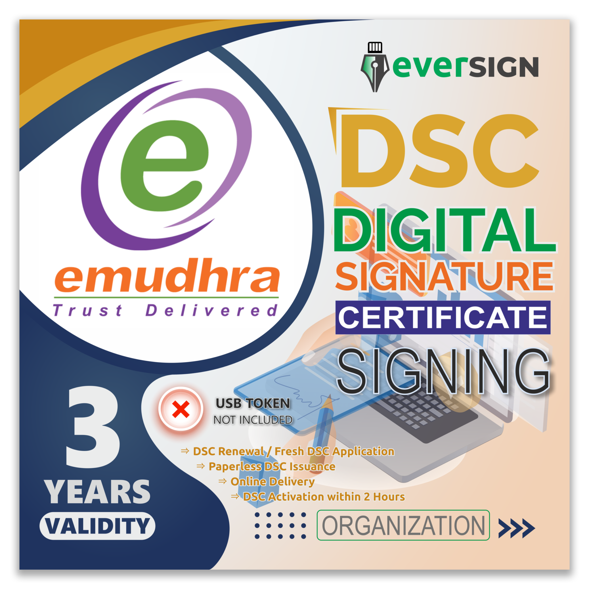 eMudhra (Class 3 DSC) Digital Signature Certificate - Organization ...