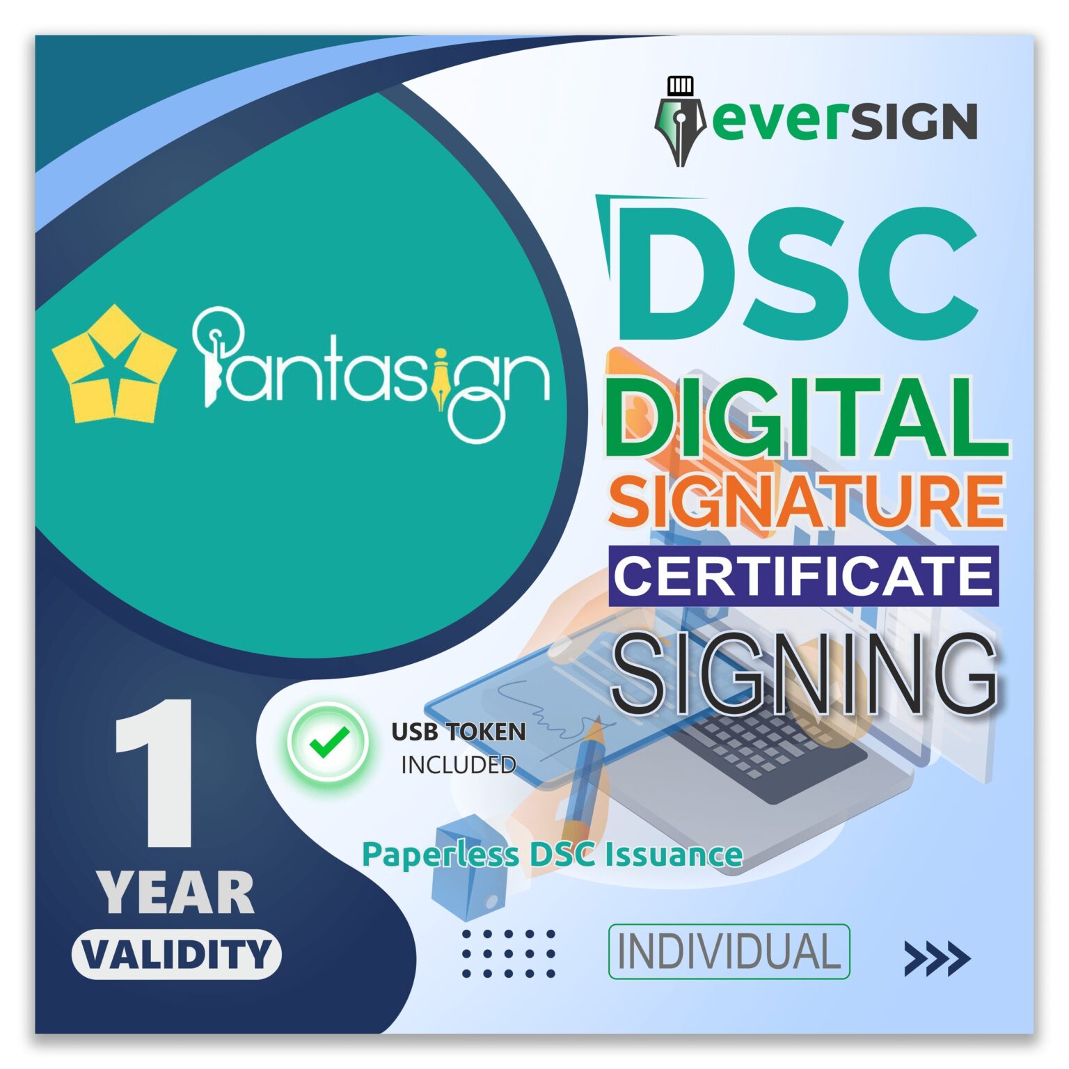 SignX (Class 3 DSC) Digital Signature Certificate - Individual - For 1 ...