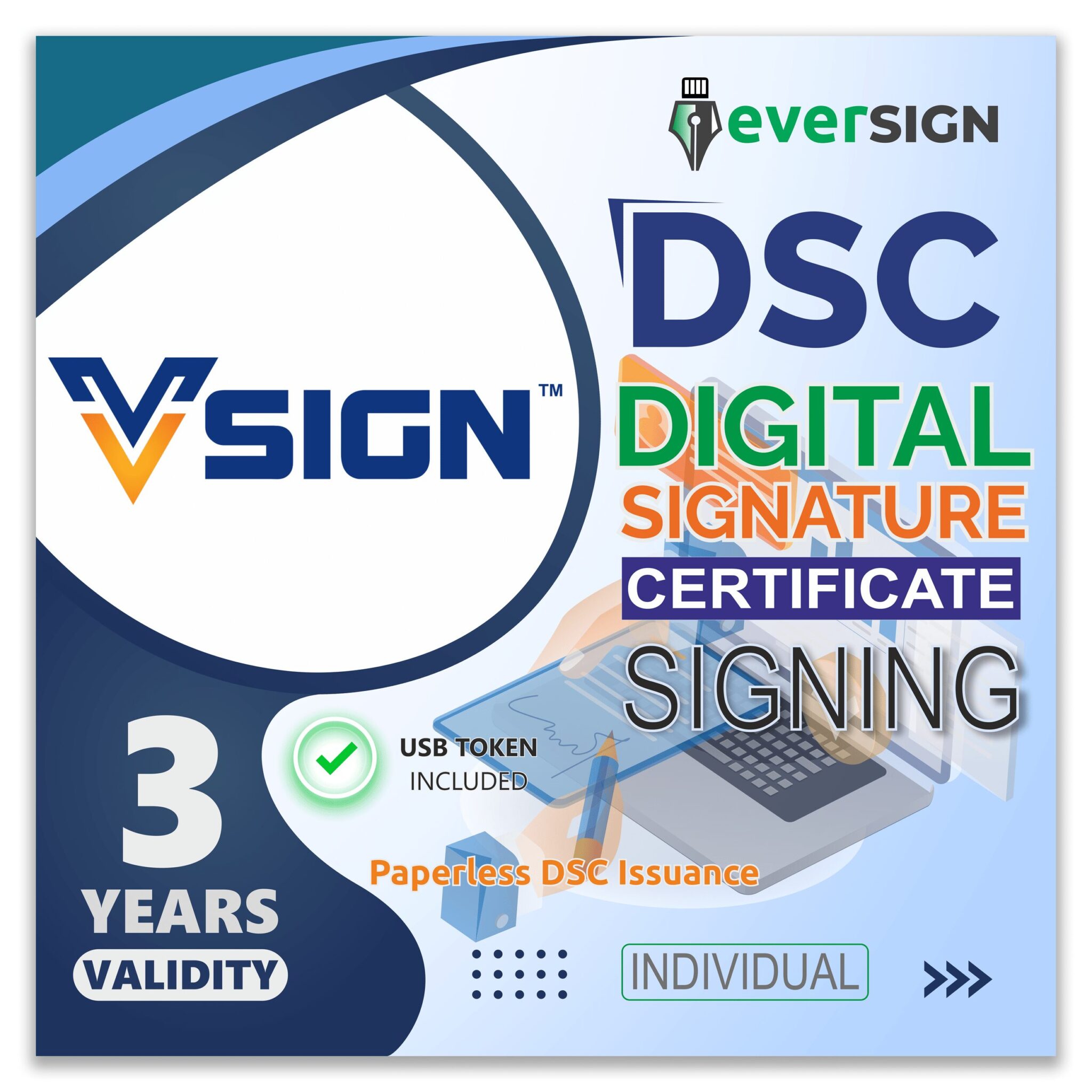 VSign (Class 3 DSC) Digital Signature Certificate - Individual - For 3 ...