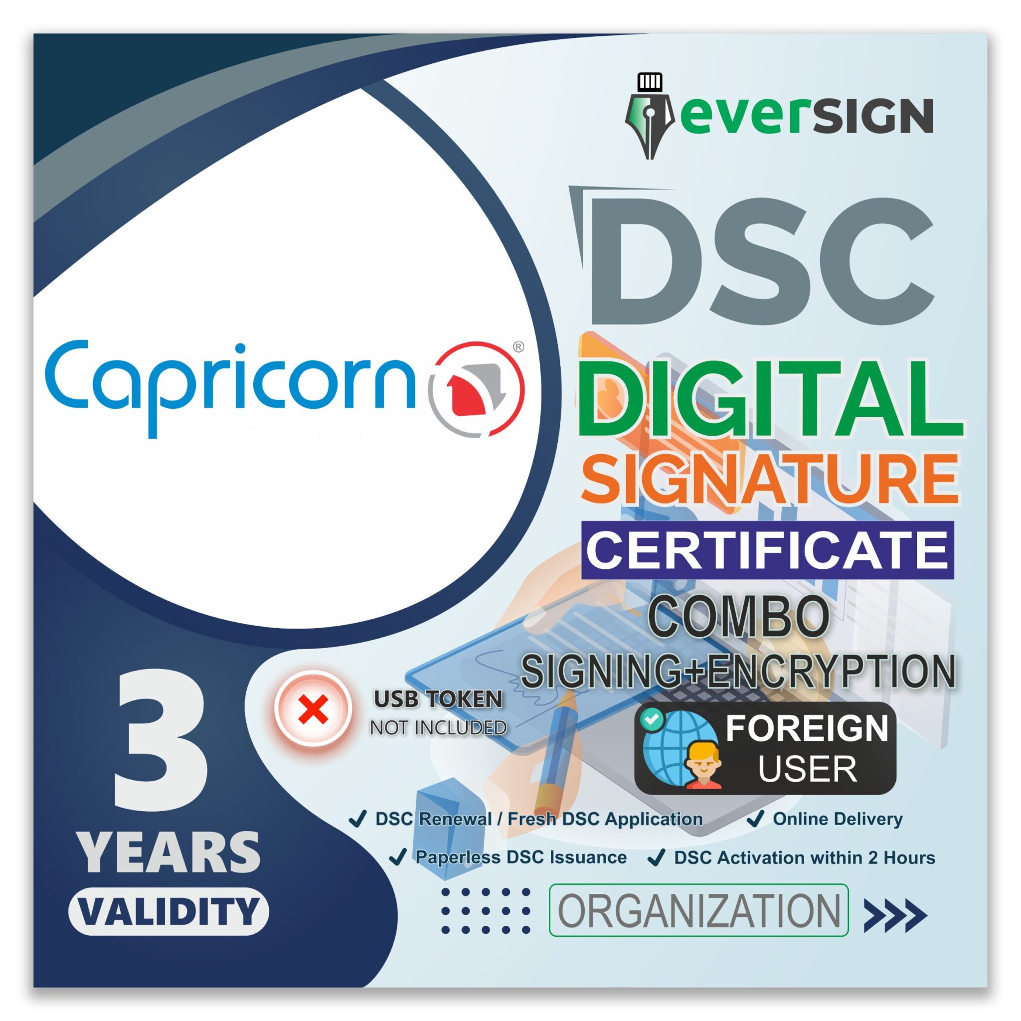 SignX (Class 3 DSC) Digital Signature Certificate - Individual - For 1 ...